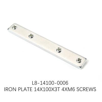 China 3mm Thick Electroplated Iron Mounting Plate 100x14mm with 4x M6 Threaded Holes for sale