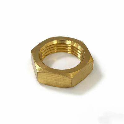 China Solid Brass Nut 17mm x 5mm Raw Finish for Lighting Fixtures Corrosion Resistant for sale