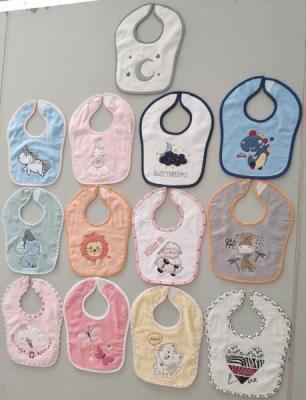China Custom Soft Cotton Baby Bibs 2 Layer Absorbent Drool Bib for Boys Girls for sale