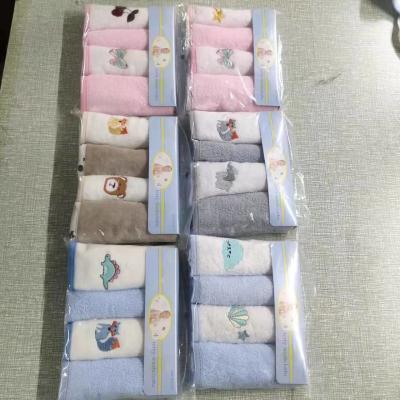 China 4 Pack 25cm x 25cm Baby Washcloths Cotton Face Cloths Stock 8000 Sets for sale