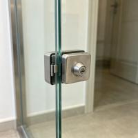 China Frame Less Stainless Steel Single Double Movable Office Glass Door Square Lock for sale