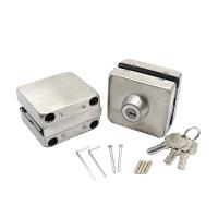 China Frame Less Stainless Steel Single Double Movable Office Glass Door Square Lock for sale