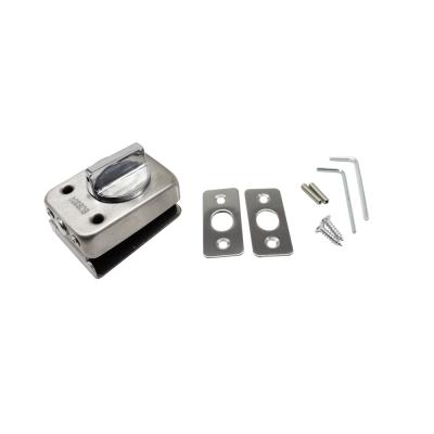 China 304 Stainless Steel Frameless Glass Door Lock with No-Drill Installation for Commercial Security for sale