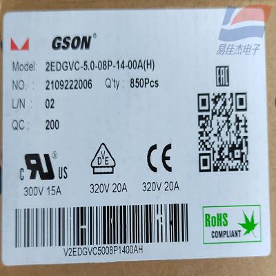 China Universal Plug Connector 2EDGK-5.0-08P-14-00A (H) - 300V 15A Pluggable Terminal Block for 1.0-2.5mm² Wire for sale