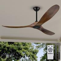 China Manufacturer 60 Inch Matte Black Ceiling Fan With Dark Walnut , Solid Wood Blade Ceiling Fan No Light for sale