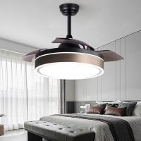 China Wholesale factory Invisible Ventilador Ceiling Fan 42 Inch 52 Inch Dimmable Retractable Ceiling Fan With Light for sale