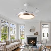 China wholesale   Invisible Retractable Ceiling Fan Chandelier 52 Inch Round Dimmable LED Ceiling Fan for sale