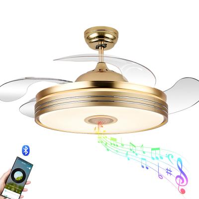 China Factory Bedroom Modern Ceiling Fans With Lights And Retractable Blades for sale