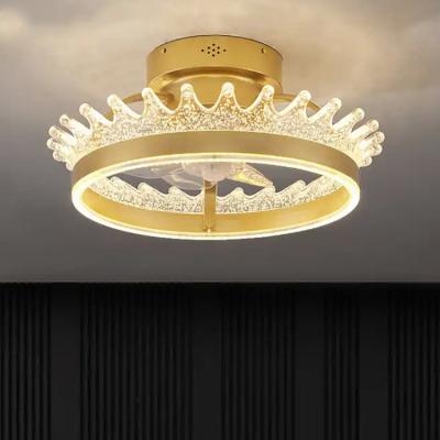 China Wholesale factory Gold Round Flush Mount Ceiling Fan Light , 6 Speed Ceiling Fan With Remote for sale
