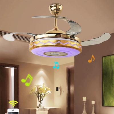 China Factory Invisible Blade Living Room Decorative Ceiling Fan , Modern Enclosed Ceiling Fan With Light for sale