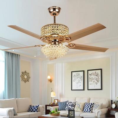 China Factory Modern Crystal Ceiling Fan With Light And Remote , 3 Light Ceiling Fan Remote Control for sale