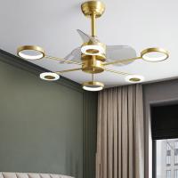 China wholesale    Low Noise Crystal Ceiling Fan Light , Copper Ceiling Fan With Light And Remote for sale