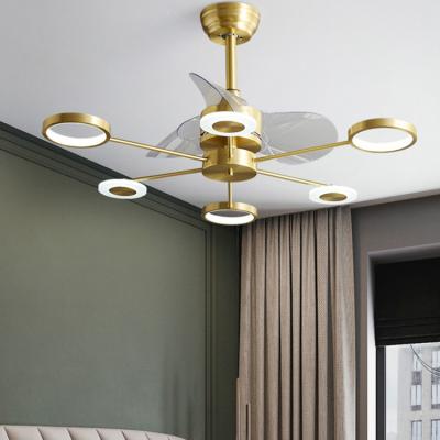 China wholesale    Low Noise Crystal Ceiling Fan Light , Copper Ceiling Fan With Light And Remote for sale