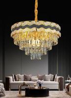 China Wholesale   Retractable Crystal Chandelier Ceiling Fan With Light And Remote Control for sale