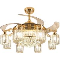 China Wholesale  Modern LED Crystal Ceiling Fan Light , Invisible Acrylic Blade Ceiling Fan Remote Control for sale