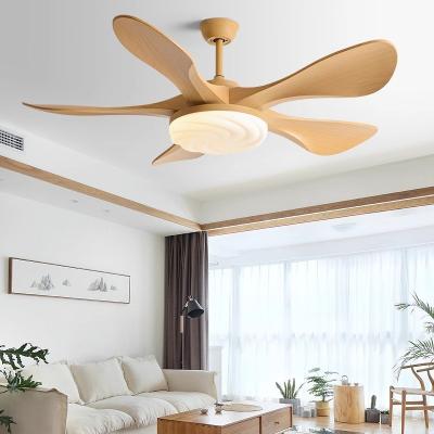 China Manufacturer Cream Wind Wooden Blade 48 Inch Ceiling Fan With Light And Remote Control for sale