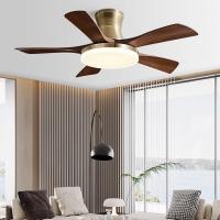 China Manufacturer Vintage Solid Wooden Blade Ceiling Fan 40 Inch Chinese Style Intelligent Fan Light for sale