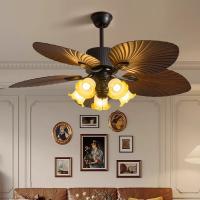 China Factory New Product Home Decorative 52 Inch ABS 5 Blades Palm Leaves Household Remote Control Bldc Ceiling Fan for sale