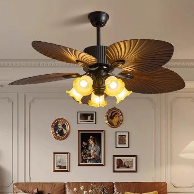 China Factory New Product Home Decorative 52 Inch ABS 5 Blades Palm Leaves Household Remote Control Bldc Ceiling Fan for sale