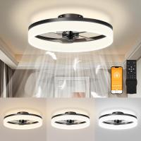 China Manufactory 19.7 Inch Invisible Nordic Simple Led Ceiling Cell Fan with Lamp with Led Lighting Led Lamp Classic and Remote for sale