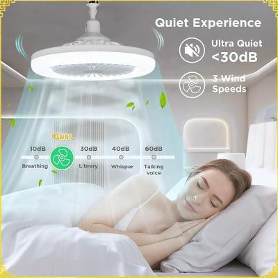 China Wholesale  E27 Remote Control Ceiling Fans With Led Lights RGB 360 Degree Rotation for Home Decor Bedroom Room Ceiling Fan Lamp for sale