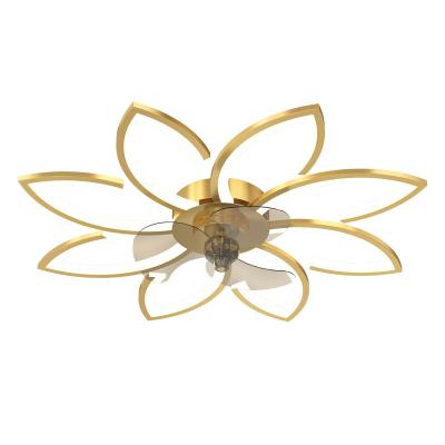 China Wholesale factory Fashion Art Multi-head Petal Inverter Fan Light For Living Room Bedroom for sale