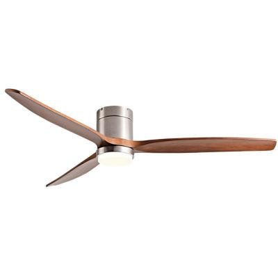 China Wholesale factory Wooden 52 Inch Modern 3 Leaf Intelligent  Remote Control LED Decorative Ceiling Fan with Light for sale