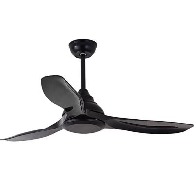 China Factory European Style DC 56 Inch 50W ABS 3 Blades Wall Control Remote Control Dimmable Led Ceiling Fan Black  Fan Light for sale