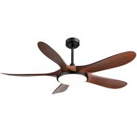 China Factory Best Seller 56-Inch Modern Ceiling Fan Light 5 ABS Blades Walnut/Lightwood Remote Control DC Motor Iron Lamp for Living Room for sale