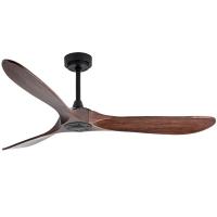 China Wholesale Household 52 Inch DC Motor Solid Wood 3 Blades Modern Home Decor Mute Bldc Led Ceiling Fan With Light Remote Control for sale
