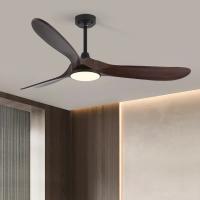 China Wholesale factory Model 666 52 Inch Ceiling Fan for Living Room Solid Wood Blade BLDC Motor Walnut Ceiling Fan with Light for sale