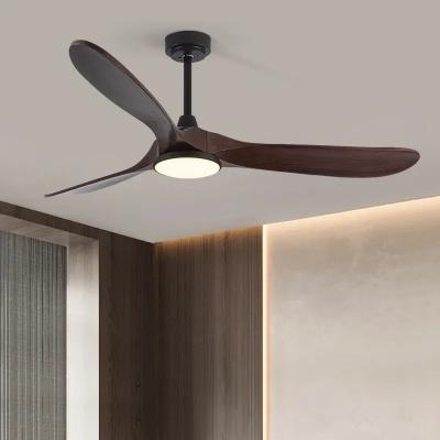 China Wholesale factory Model 666 52 Inch Ceiling Fan for Living Room Solid Wood Blade BLDC Motor Walnut Ceiling Fan with Light for sale