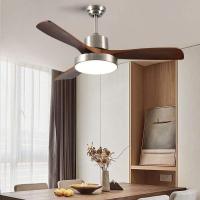 China Wholesale factory 35 Inch Small Solid Wood Blades Indoor Remote Control Led Ceiling Decorative Fan with Light for sale