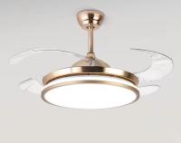 China Factory 42''Indoor Modern Retractable Pendant Fans Lamp Iron ABS Body LED Chandelier Ceiling Fan with Lights and Remote for Home Bedroom for sale