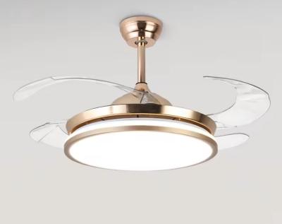 China Factory 42''Indoor Modern Retractable Pendant Fans Lamp Iron ABS Body LED Chandelier Ceiling Fan with Lights and Remote for Home Bedroom for sale