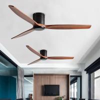 China Manufacturer Smart Ceiling Fan Flush Mount Smart Remote Control 3 Wooden Blades Ceiling Fan for sale