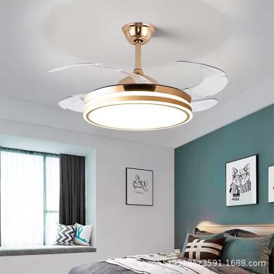 China Factory 2025 Modern LED Ceiling Fan Light for Home and Restaurant Bluetooth Mute Simple Invisible Iron Chandelier 220V for sale