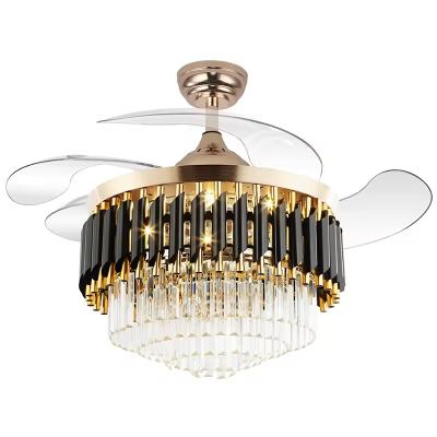 China wholesale   Smart Chandelier Ceiling Light and Fan Luxury Bedroom Crystal Chandelier Ceiling Led Fan Light Luxury Ceiling Fan Led with Light for sale
