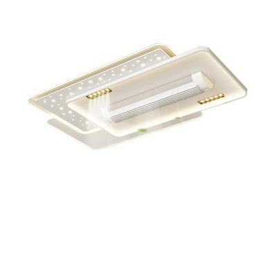 China Wholesale factory English Voice Control LED Ceiling Fan Light Living Room Leafless Bedroom Soft Wind Invisible Fan Light Mute Eye for sale