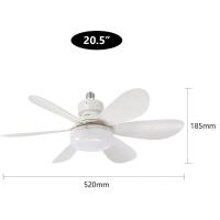 China Wholesale   Socket Fan Light with Remote E27 Base 20.5'' Small Screw in Ceiling Fans with Lights 3 Speeds and 3 Color Dimmable Fan Light Bulb for sale