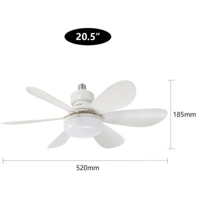 China Wholesale   Socket Fan Light with Remote E27 Base 20.5'' Small Screw in Ceiling Fans with Lights 3 Speeds and 3 Color Dimmable Fan Light Bulb for sale