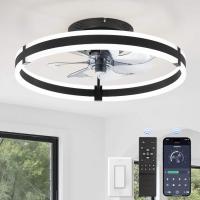China Wholesale  Remote Modern Flush Mount Led Fan Light Fandelier Ceiling Fans for Bedroom for sale
