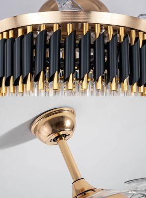China Wholesale  Modern Black LED Chandelier Fan Light Retractable Remote Control Ceiling Lamp With Fan for sale