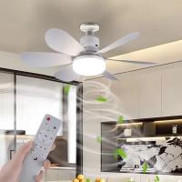 China Wholesale   Modern LED Fan Light E27 Remote Control 3 Colors Changeable Strong Wind Speed 52CM 32W AC85-265V Ceiling Fan Light for Bedroom for sale
