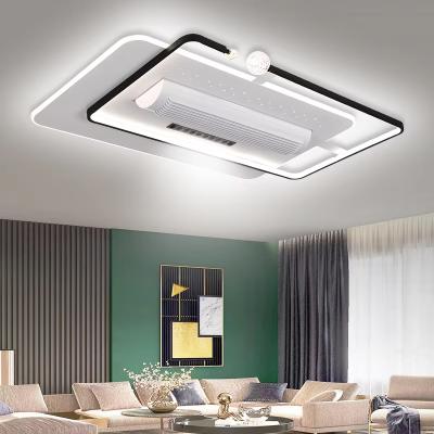China Wholesale   Hotel Bedroom Living Room Decorative Recessed Smart Bladeless LED Ceiling Fan With Light and Remote for sale
