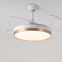 China Wholesale factory Modern 42 Inch Retractable Chandelier Ceiling Fans Round Dimmable Led Ceiling Fan with Light and Remote for Living Room Bedroom for sale