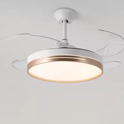China Wholesale factory Modern 42 Inch Retractable Chandelier Ceiling Fans Round Dimmable Led Ceiling Fan with Light and Remote for Living Room Bedroom for sale