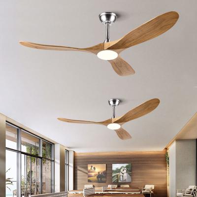China Factory New Style Nordic Luxury 52 Inch Solid Wooden 3 Blade Modern Dc Motor Mute Ceiling Fan Light Large Ceiling Fan for sale