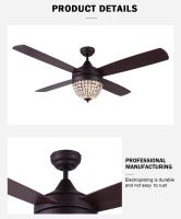 China wholesale  52 Inch Fancy Modern Air Cooling Fan Crystal Lamp Fan ORB Ceiling Fan Light With 4 Plywood Blades Include Remote Control for sale