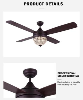 China wholesale  52 Inch Fancy Modern Air Cooling Fan Crystal Lamp Fan ORB Ceiling Fan Light With 4 Plywood Blades Include Remote Control for sale